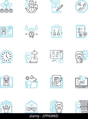Satellite office linear icons set. Remote, Branch, Outpost, Offsite ...