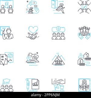 Gathering linear icons set. Congregation, Assembly, Meetup, Rendezvous ...