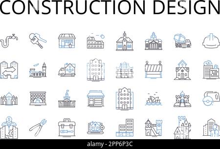Structural engineering line icons collection. Materials, Design ...