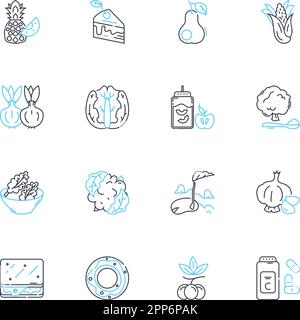 Victuals linear icons set. Delicacies, Cuisine, Culinary, Gourmet ...