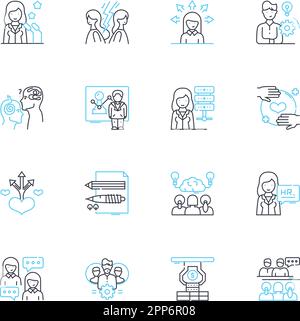 Linked groups linear icons set. Nerking, Collaboration, Professionalism ...
