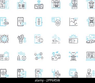 Wealth flow linear icons set. Prosperity, Abundance, Cashflow ...