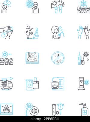 Infections linear icons set. Bacteria, Viruses, Fungi, Parasites ...