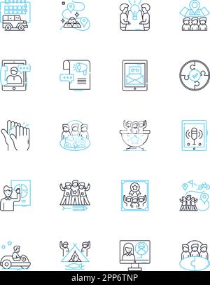 Encounter linear icons set. Meeting, Confrontation, Chance, Run-in ...