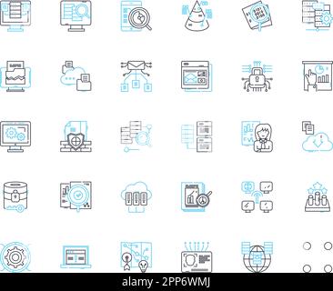 Comprehensive numbers linear icons set. Mathematics, Statistics ...