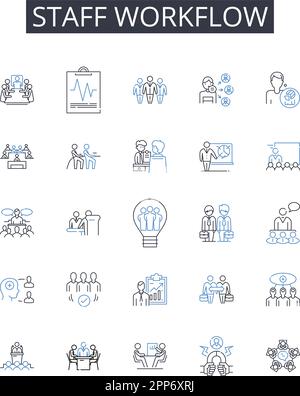 Staff workflow line icons collection. Employee productivity, Resource ...