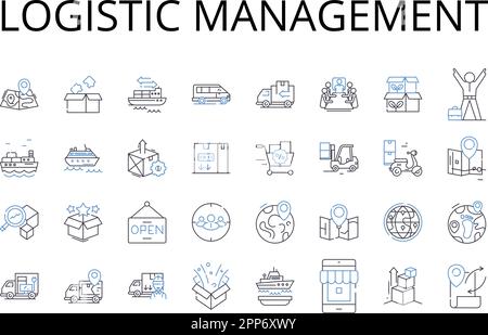 Material handling line icons collection. Warehouse, Forklift, Conveyor ...
