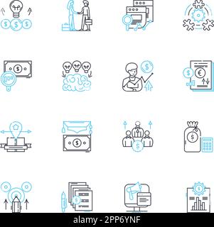 Deliberation linear icons set. Decision, Analysis, Consideration ...