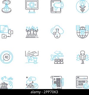 Linking linear icons set. Connection, Bond, Bridge, Nerk, Relationship ...