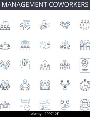 Management coworkers line icons collection. Discipline workers ...