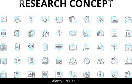 Research methodology linear icons set. Sampling, Survey, Quantitative ...