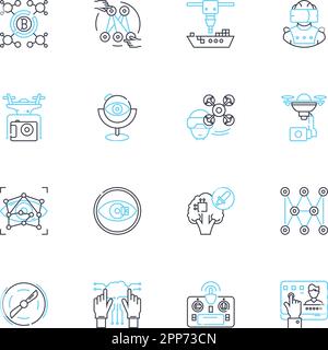 Smart dispatch linear icons set. Efficiency, Automation, Optimization, Speed, Coordination, Real ...