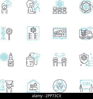 Infections linear icons set. Bacteria, Viruses, Fungi, Parasites ...