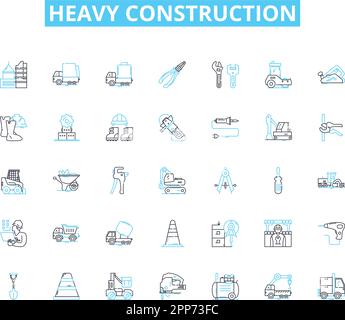 Heavy industry line icons, signs set. Manufacturing, Fabrication ...
