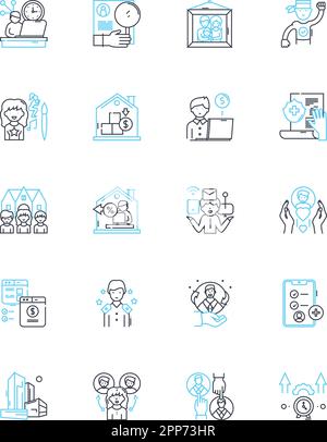 Entrepreneurial Spirit linear icons set. Drive, Innovation, Tenacity ...