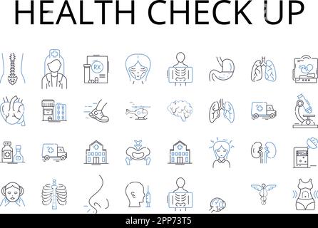 Medical overview line icons collection. Diagnosis, Treatment, Symptoms ...