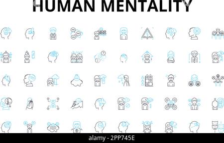 Human mentality linear icons set. Capacity, Perception, Emotion ...