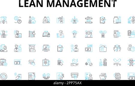Lean Management linear icons set. Efficiency, Optimization, Kaizen ...