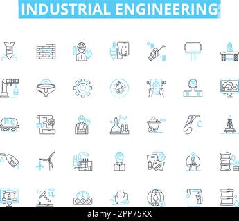 Lean manufacturing line icons signs set. Design collection of Six Sigma ...