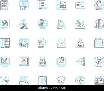 Advanced learning linear icons set. Mastery, Expertise, Adeptness, Proficiency, Sophistication ...