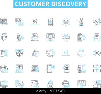 Customer discovery linear icons set. Insight, Feedback, Research, Validation, Exploration ...