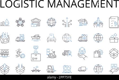 Material handling line icons collection. Warehouse, Forklift, Conveyor ...