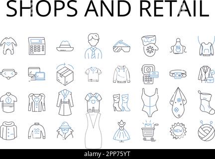 Chain stores line icons collection. Retail, Branding, Franchise ...