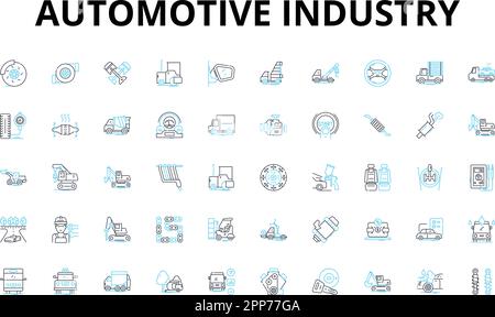 Cars and trucks icons, line symbols, web signs, vector set, isolated ...