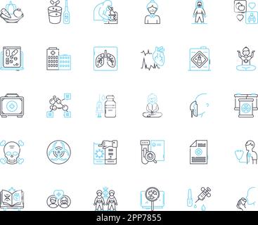 Contagion linear icons set. Virus, Epidemic, Outbreak, Infection ...