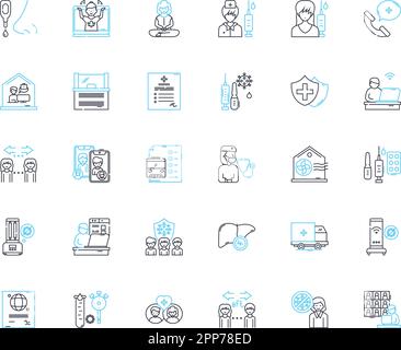 Infectious disease linear icons set. Virus, Bacteria, Fungi, Contagious ...