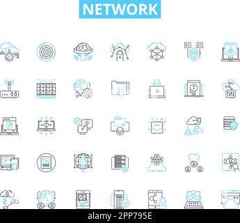 Network linear icons set. Connectivity, Collaboration, Sharing ...