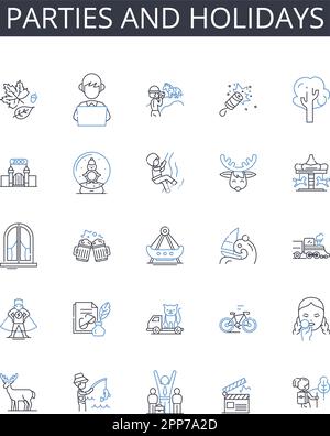 Retrospective celebrations line icons collection. Nostalgia ...