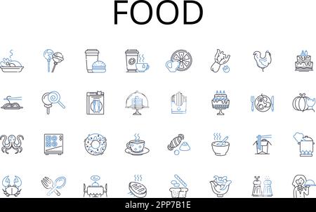 Grub line icons collection. Nourishment, Food, Cuisine, Dish, Meal ...