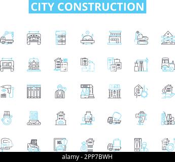 Infrastructure development line icons, signs, symbols vector, linear ...