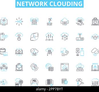 Network clouding vector line icons set. Network, Clouding, Cloud, Computing, Networking ...