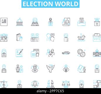 Election world linear icons set. Candidates, Voting, Ballot, Democracy ...
