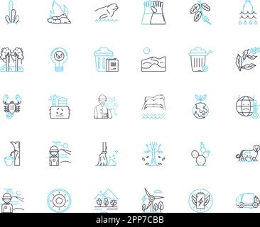 Ecosystem linear icons set. Diversity, Interdependence, Biodiversity ...