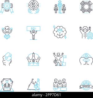 Sales monitoring linear icons set. Insights, Analysis, Metrics ...