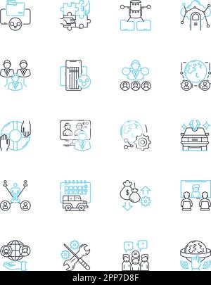 Group alliance linear icons set. Collaboration, Unity, Teamwork ...