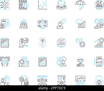 Sales linear icons set. Close, Deal, Pitch, Convert, Prospects, Commission, Conversion line ...