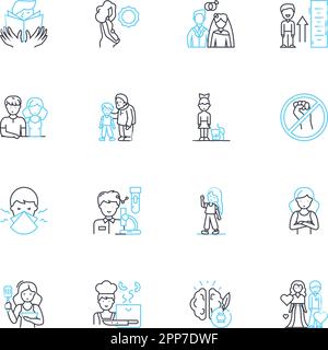 Companionship linear icons set. Friendship, Bonding, Togetherness ...