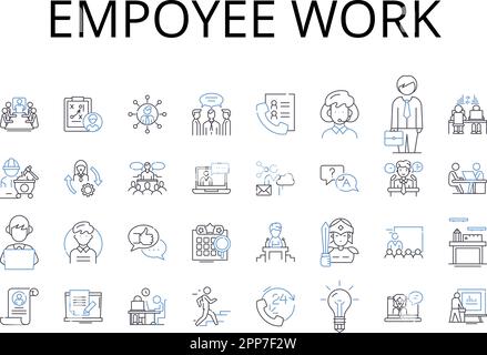 Empoyee work line icons collection. Staff duties, Labor inputs ...