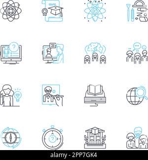 Web-based education linear icons set. E-learning, Online education ...