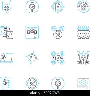 Unity linear icons set. Oneness, Collaboration, Harmony, Teamwork ...
