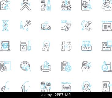 Pathogens linear icons set. Bacteria, Virus, Fungi, Parasites ...