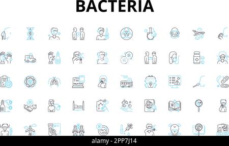 Bacteria linear icons set. Microbes, Pathogens, Prokaryotes, Germs ...