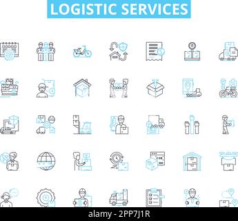 Logistic services linear icons set. Warehousing, Transportation, Supply ...