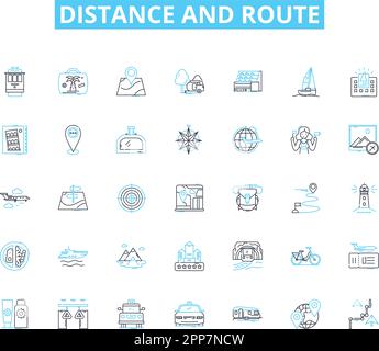 Wayfinding linear icons set. Navigation, Orientation, Directions, Pathfinding, Signage, Mapping ...
