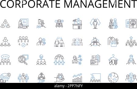 Executive direction line icons collection. Leadership, Vision, Strategy ...