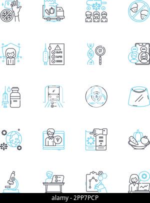 Prokaryotes linear icons set. Bacteria, Archaea, Microorganisms ...